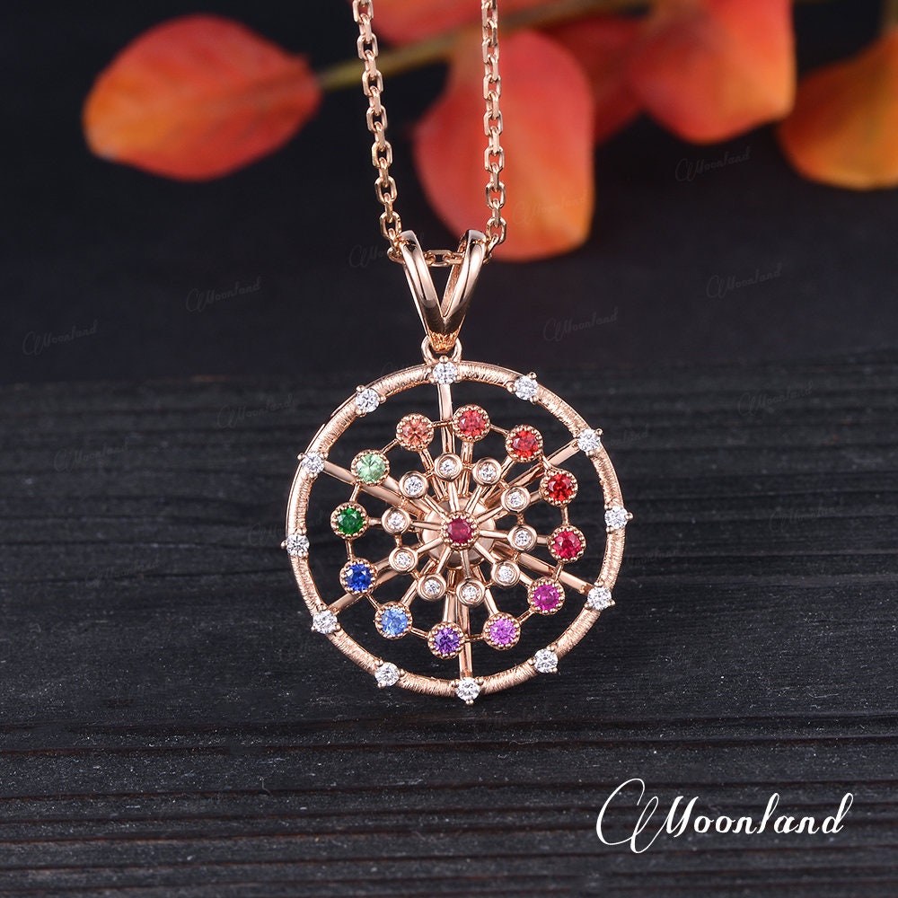 Wheel of Fortune | Natural Rainbow Sapphire Spinning Pendant Necklace ...