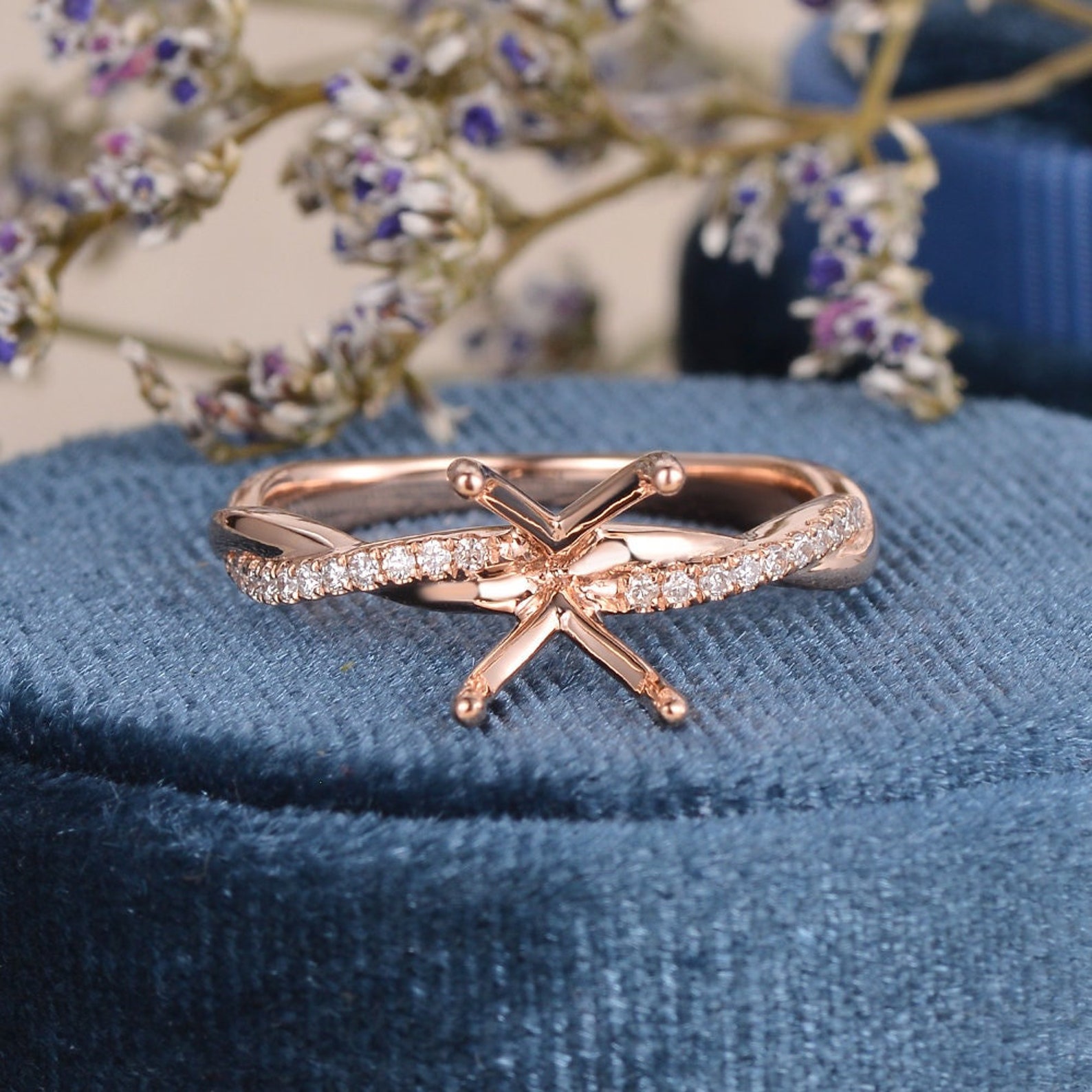 Diamond Ring Setting Custom Ring Setting Semi Mounting Rose - Etsy