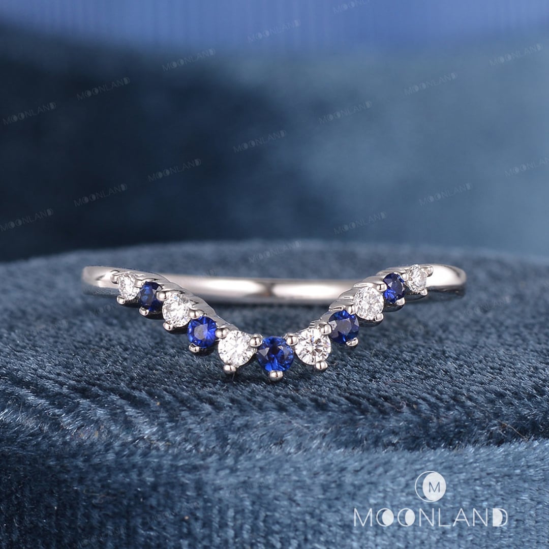 Curved Sapphire Wedding Bands