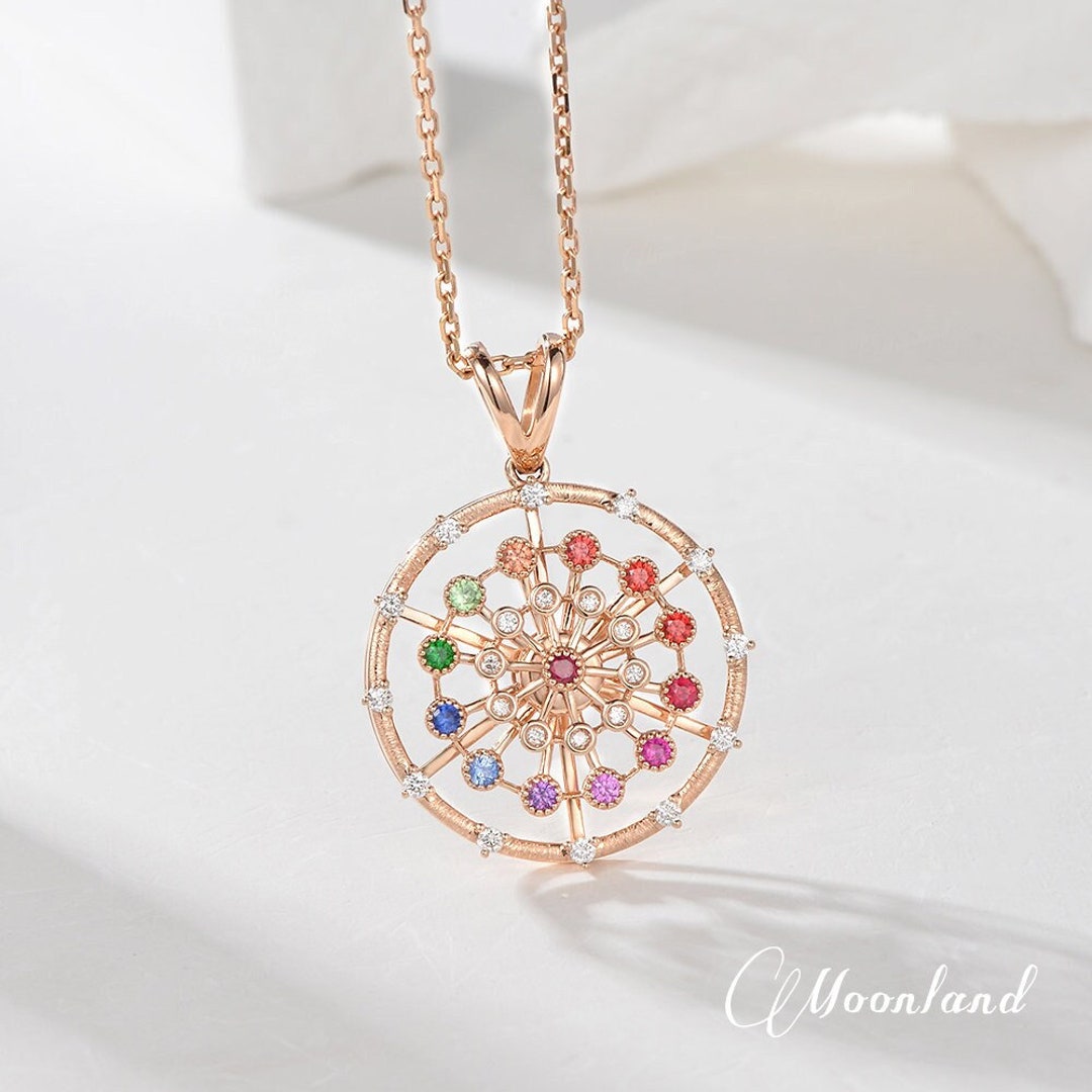 Wheel of Fortune | Natural Rainbow Sapphire Spinning Pendant Necklace ...