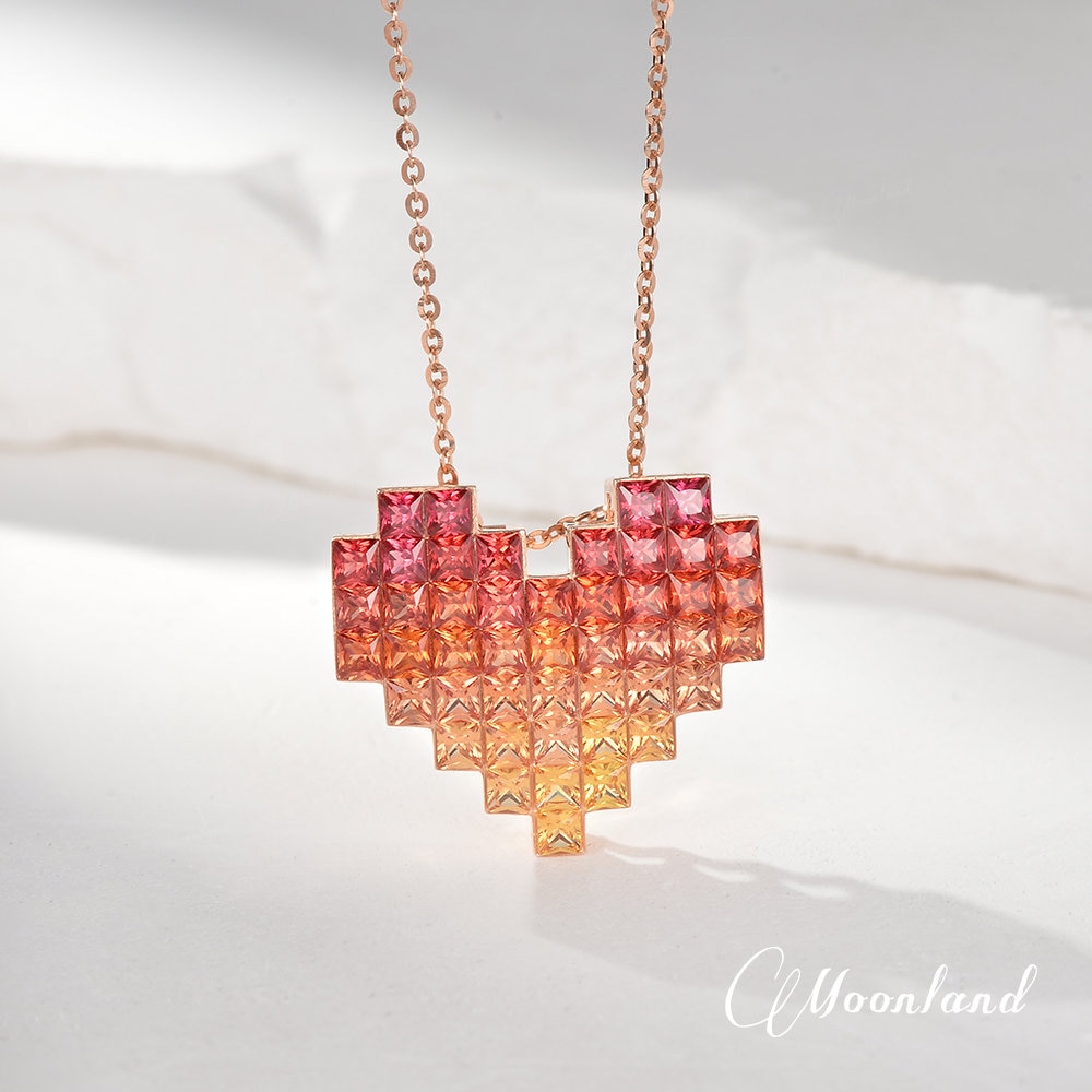Unique Natural Sapphire Pendant Necklace Princess Cut Sapphire Heart ...