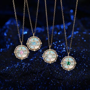 Vintage Pink Crystal Star Pendant Necklace Yellow Gold North Star ...