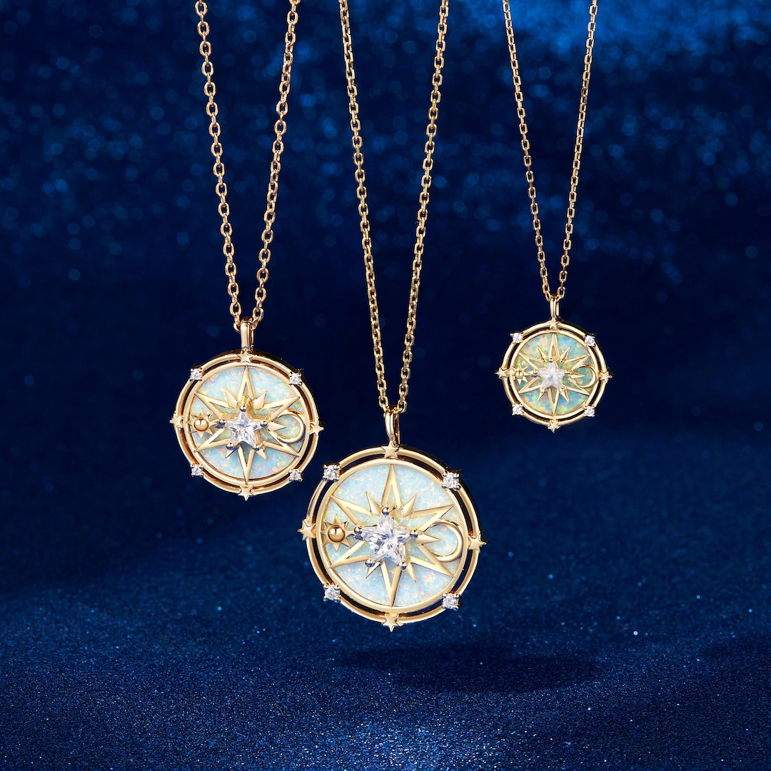 Custom Compass Necklace - Small Middle Big Pendant Necklace Sterling ...