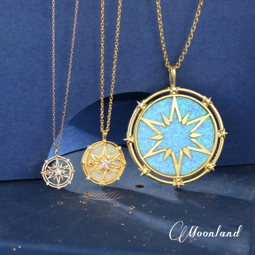 Custom Compass Necklace Small Middle Big Pendant Necklace Sterling ...