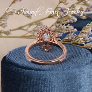 Cocktail Ring 2CT Moissanite Engagement Ring 9x7mm Moissanite Halo Ring ...