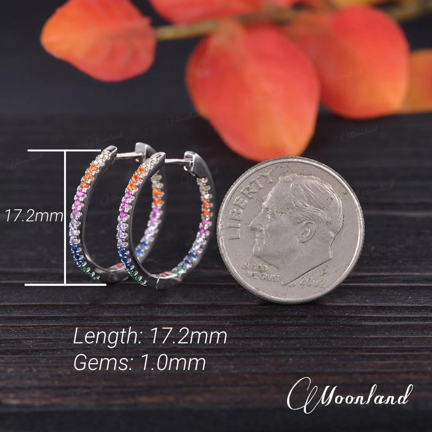 Natural Sapphire Hoop Earrings Yellow Gold Rainbow Sapphire Emerald ...