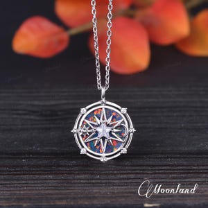 Unique Black Opal Pendant North Star Compass Necklace Yellow Gold ...