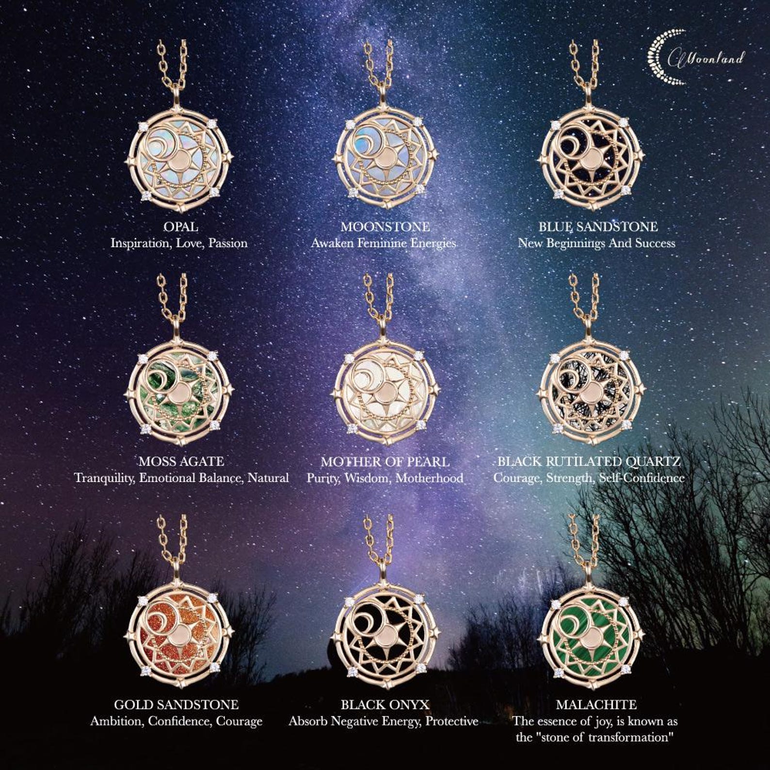 Vintage Opal Necklace Sun Moon Star Yellow Gold North Star Pendant ...