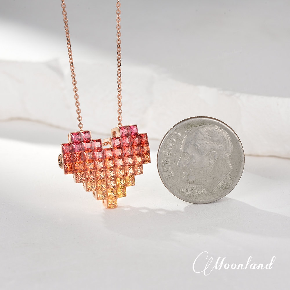 Unique Natural Sapphire Pendant Necklace Princess Cut Sapphire Heart ...
