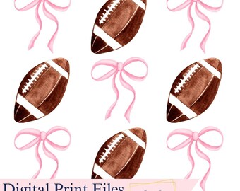 Coquette Football Bow PNG, Coquette Watercolor Sport Illustration ...