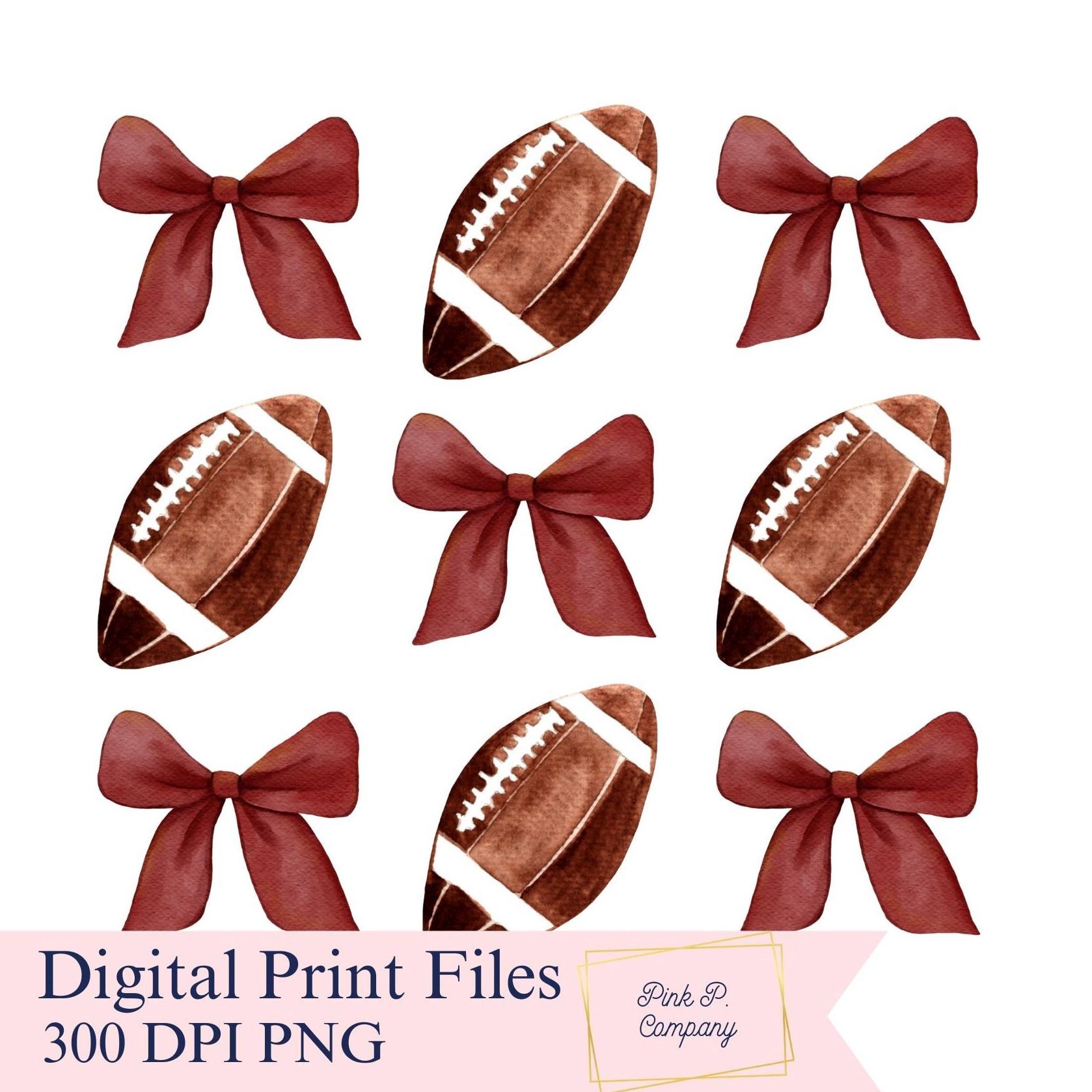 Coquette Football Bow PNG, Coquette Watercolor Sport Illustration ...