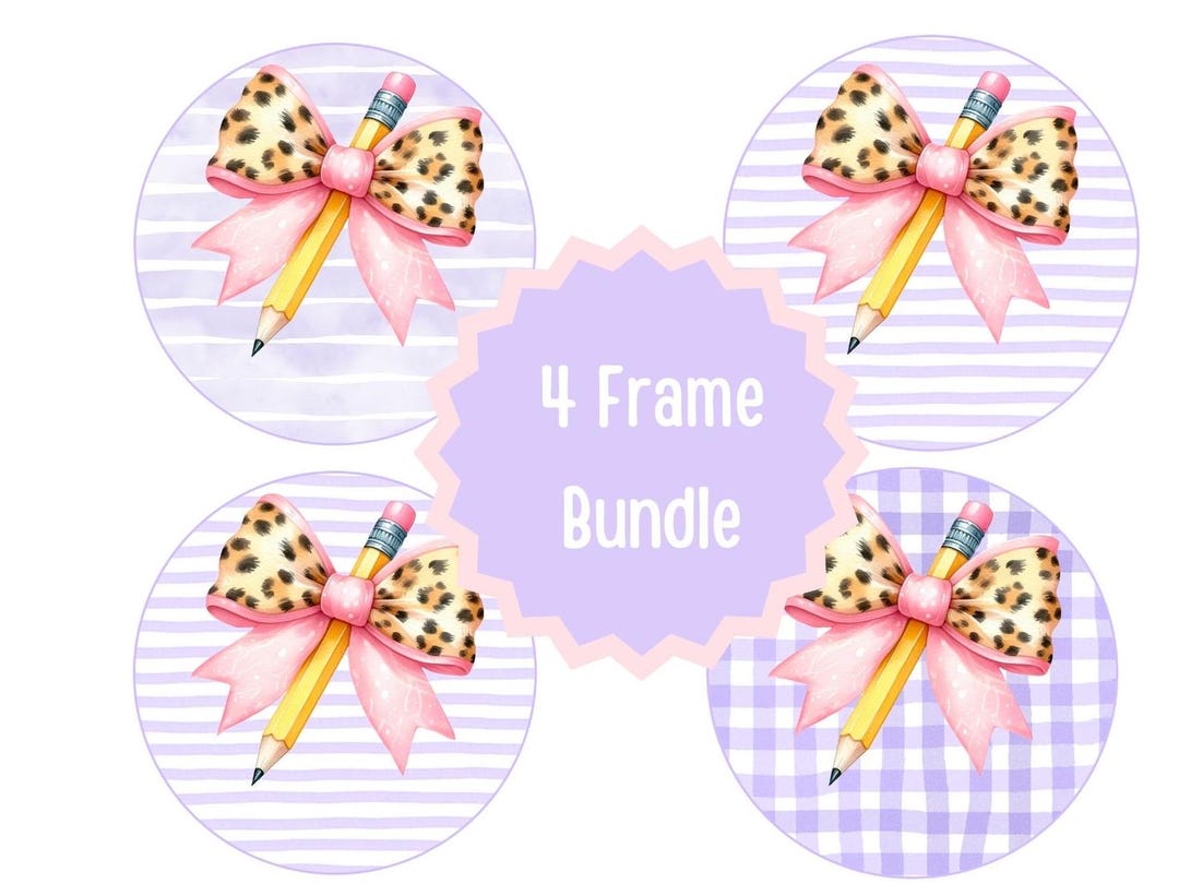 Back to School Coquette Pencil Frame Bundle, Teacher Printable Frame ...