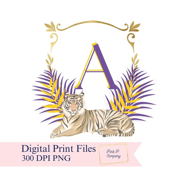 Purple Gold Tiger Clipart - Etsy