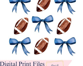 Coquette Football Bow PNG, Coquette Watercolor Sport Illustration ...
