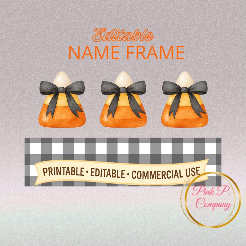 Candy Corn Clipart: Preppy Bows, Gingham Name Plate (digital Download ...