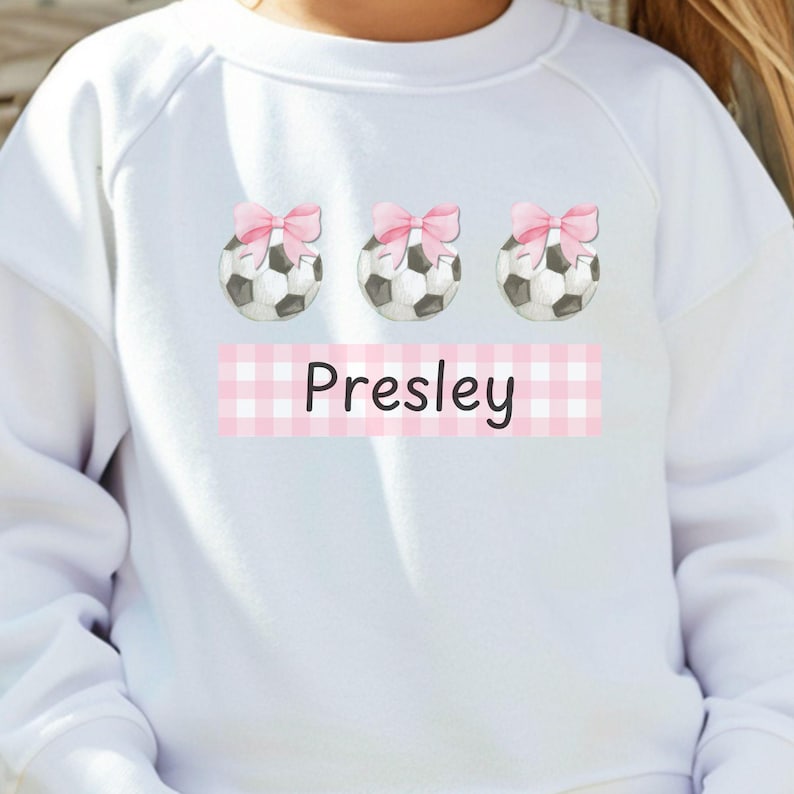 Preppy Soccer Ball Clipart With Pink Bow and Gingham Frame for Girls T ...