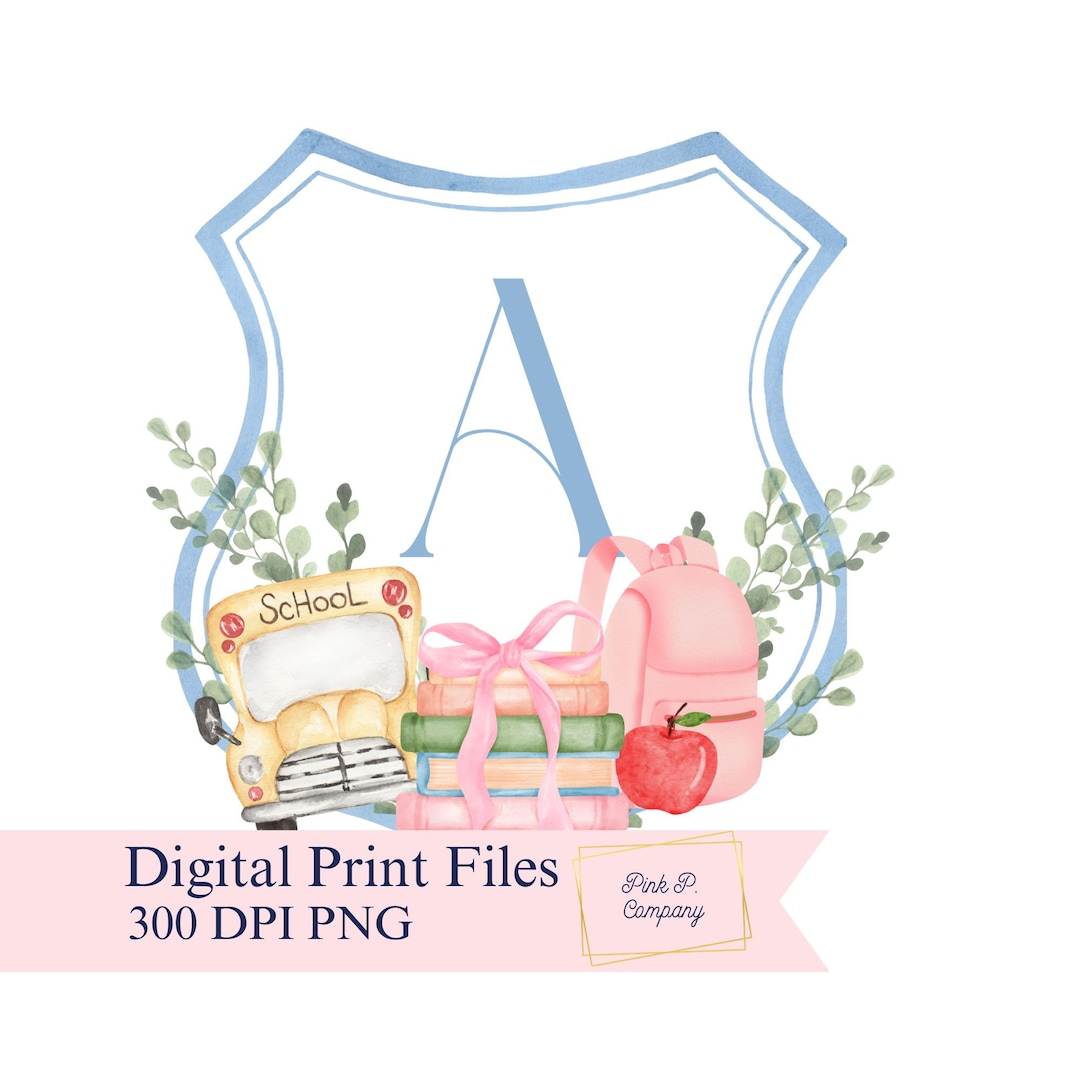 Editable Back-to-school Watercolor Crest, Teacher Monogram Gift ...