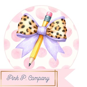 Editable Purple Coquette Bow Pencil Pink Background, Kids Name Frame ...
