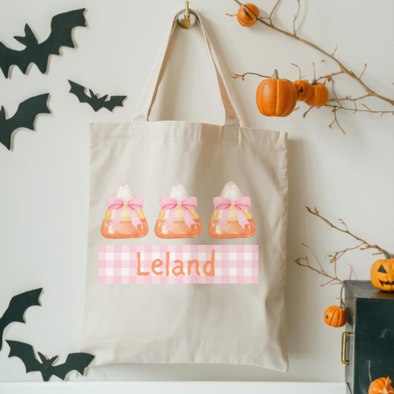 Candy Corn Clipart: Preppy Bows, Gingham Name Plate (digital Download ...