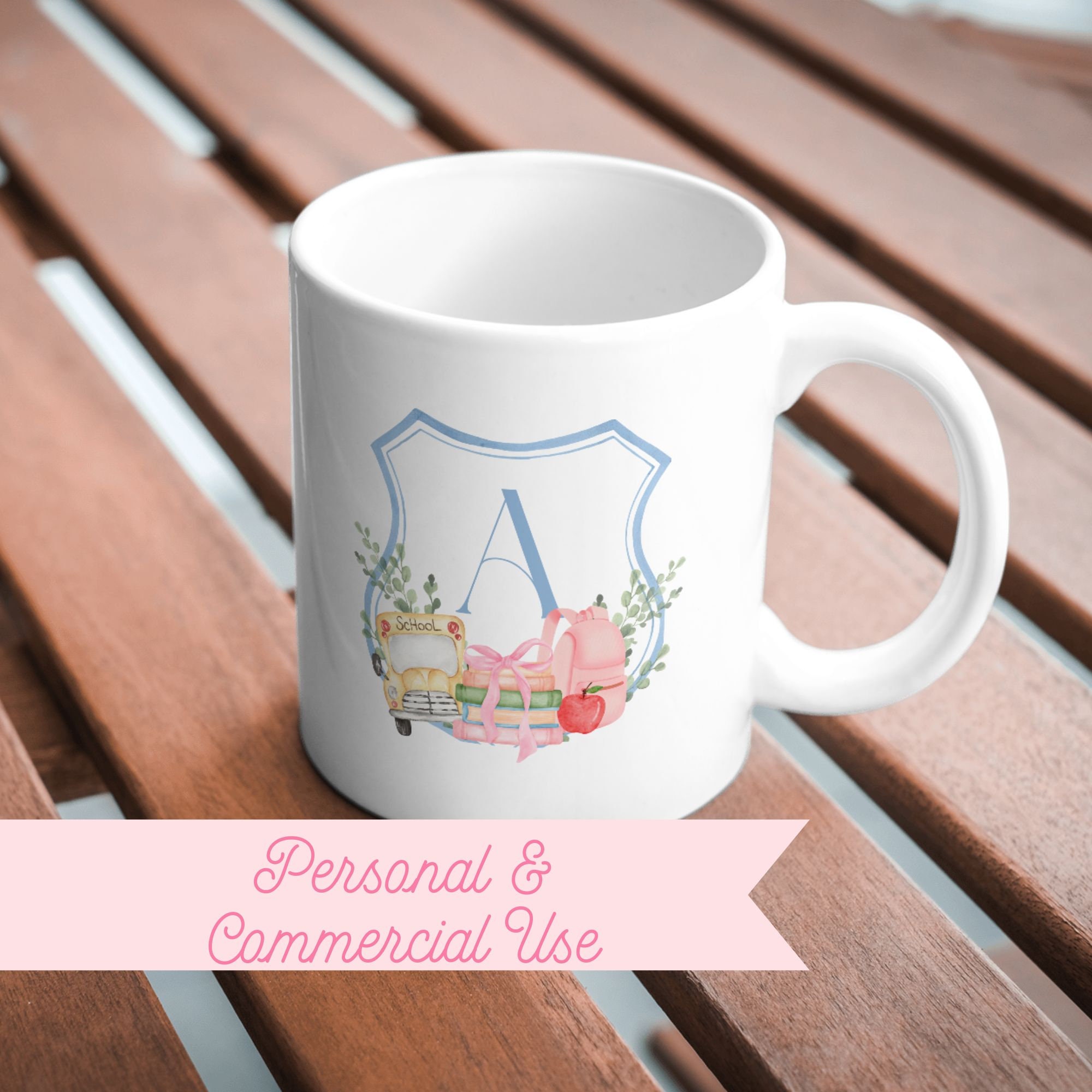 Editable Back-to-school Watercolor Crest, Teacher Monogram Gift ...