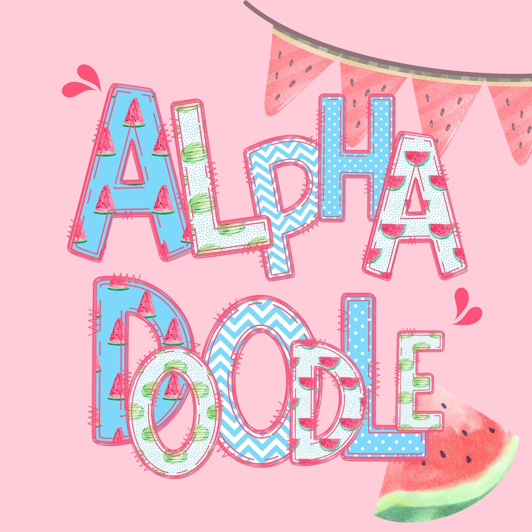 Watermelon Doodle Alphabet Bundle, Summer PNG Letters, Sublimation ...