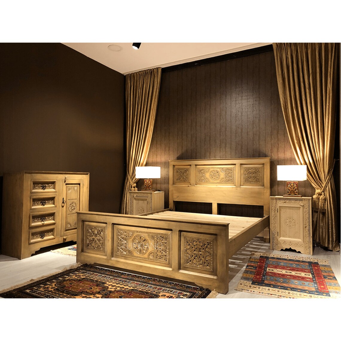 Antique style wood carved bed frame medieval style royal bed | Etsy