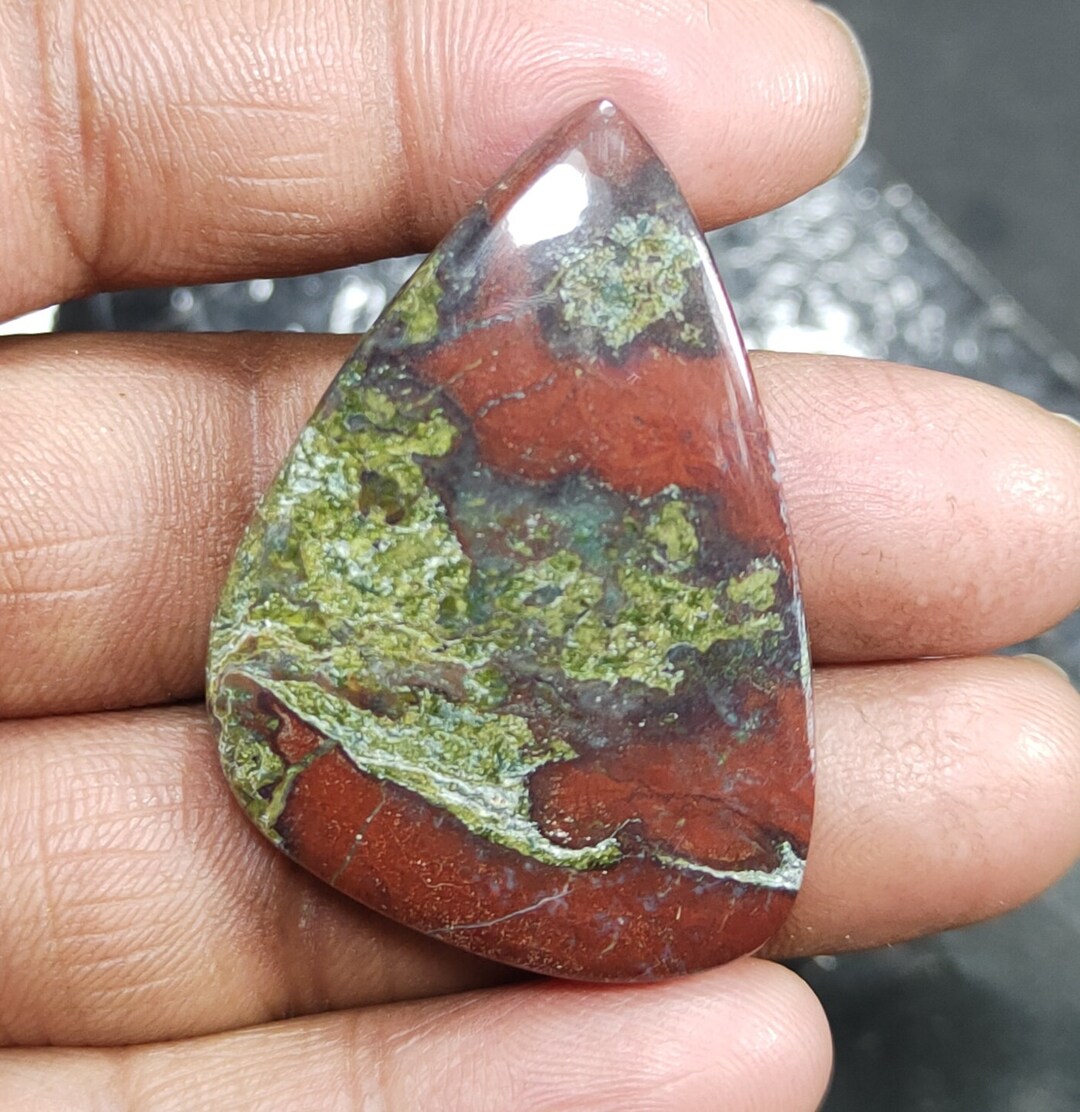 Natural Dragon Blood Jasper Cabochon,43x31mm,72cts, - Etsy