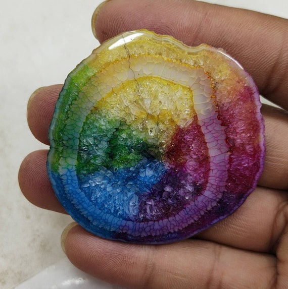 Jewelry & Beauty Gemstones Top quality rainbow solar quartz slice ...