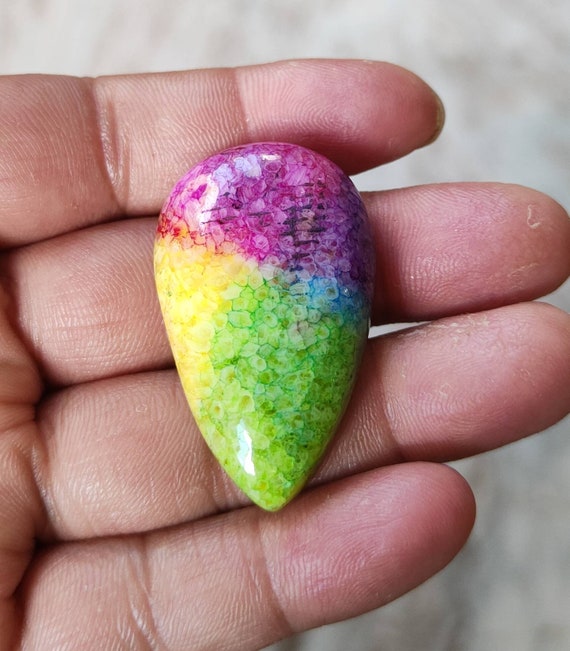 Materials Natural rainbow Solar quartz cabochon,38x26mm,50cts....J83 ...