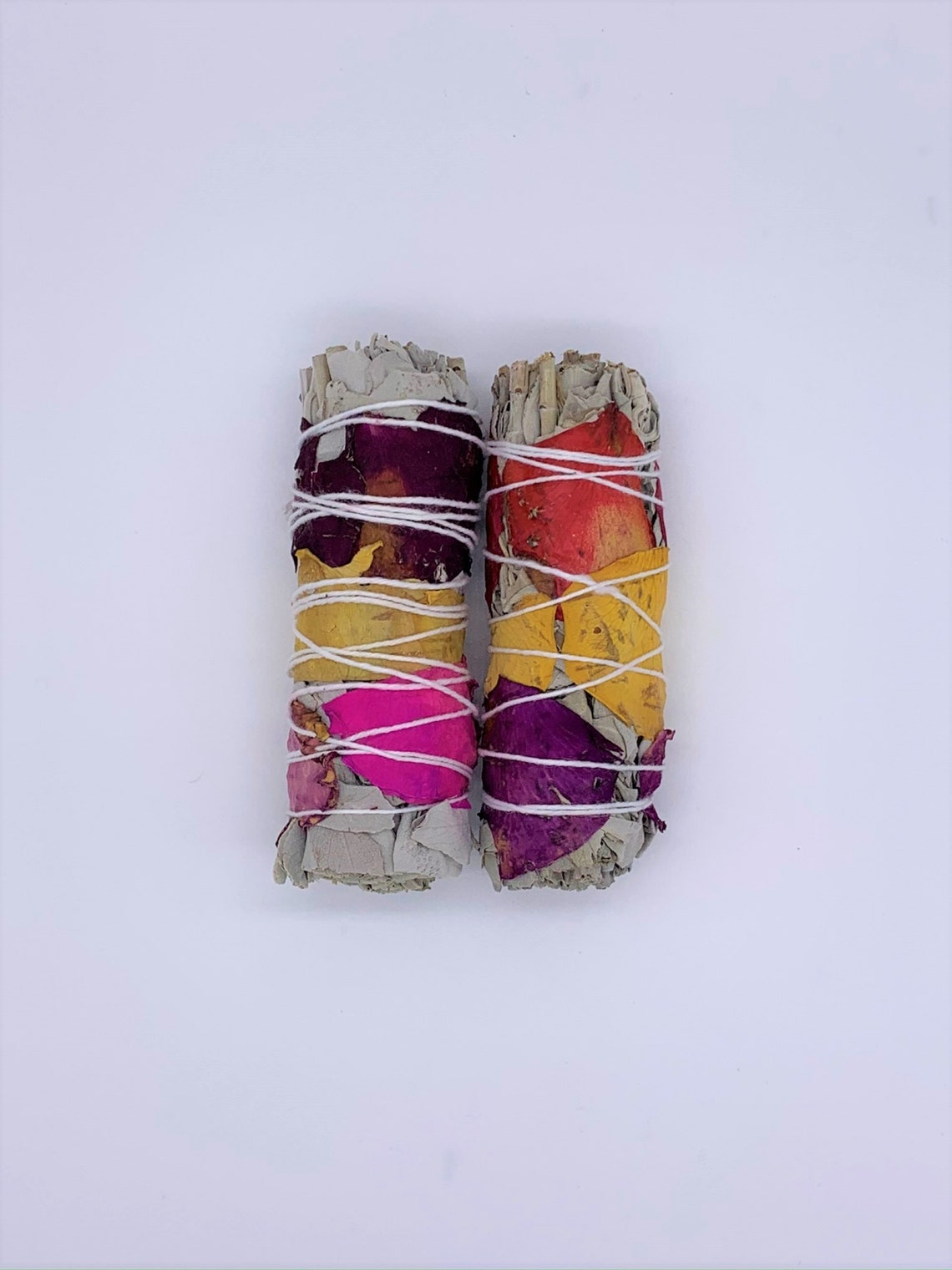 2X California White Sage Smudge Sticks with Rose Petals | Etsy