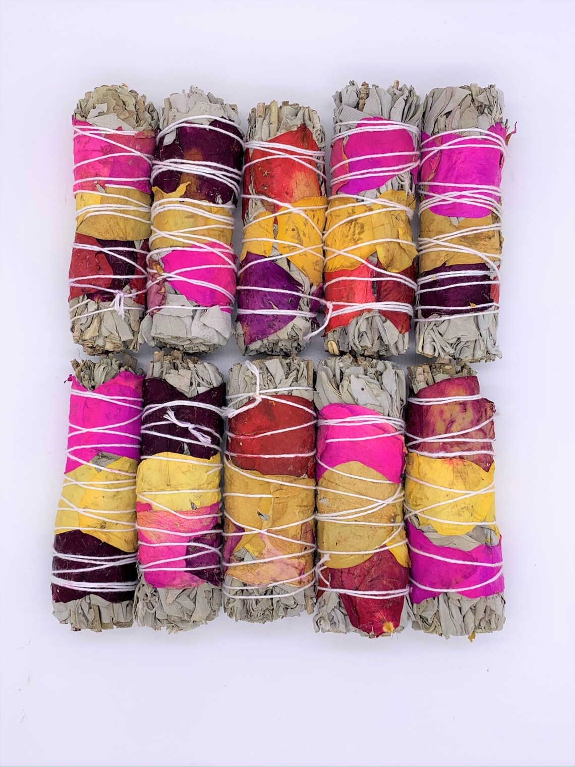 2X California White Sage Smudge Sticks With Rose Petals - Etsy