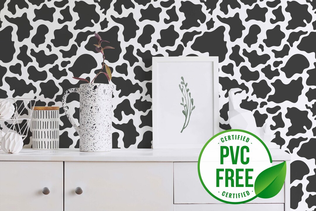 Black Cow Print Wallpaper | Removable Peel and Stick Wallpaper or ...