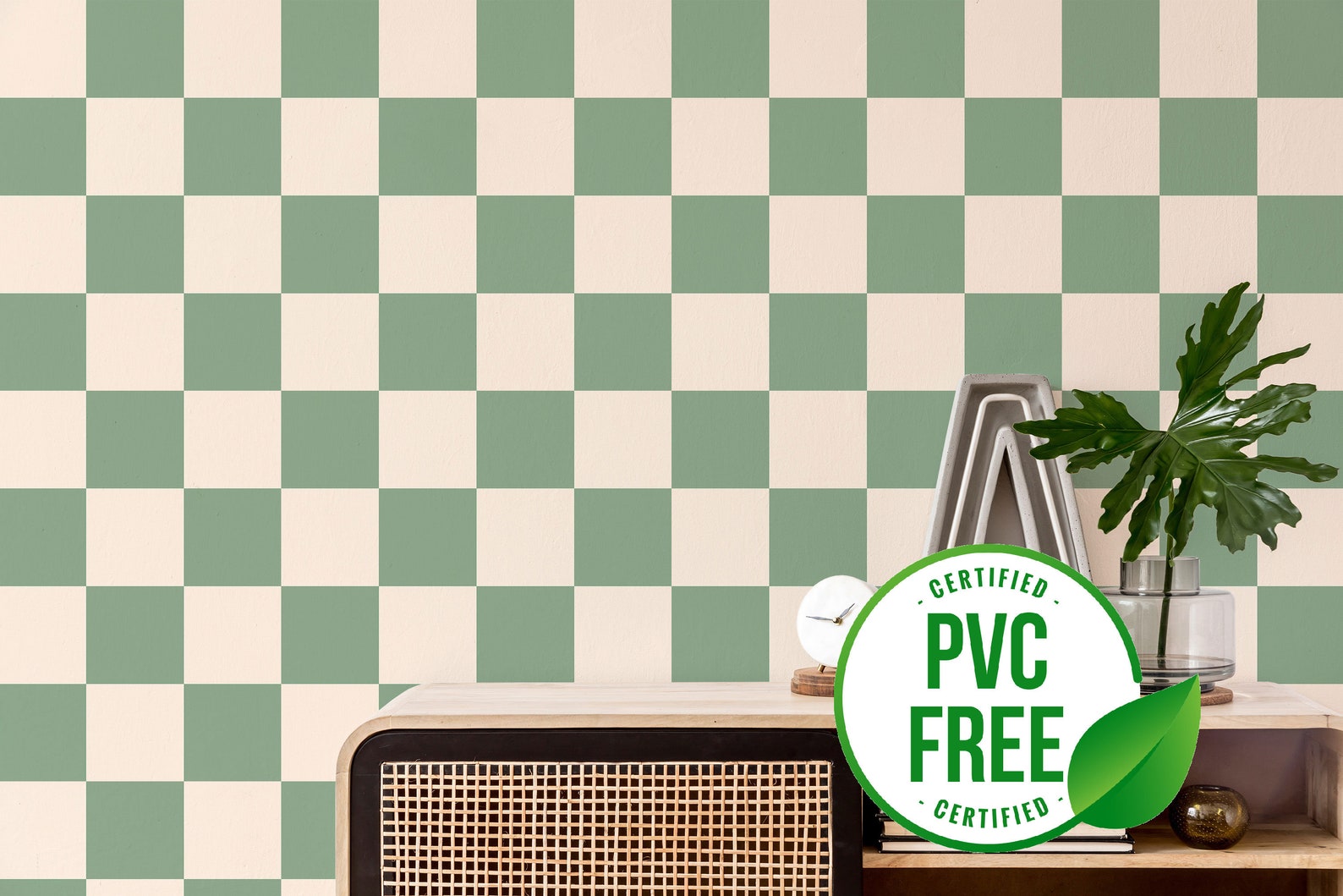 Sage Green Checkered Wallpaper | Removable Peel and Stick Wallpaper or ...