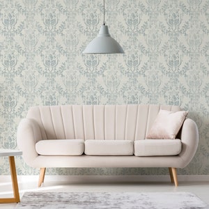 Pastel Blue Damask Wallpaper Removable Peel and Stick - Etsy
