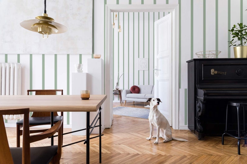 Green French Stripe Self-adhesive Wallpaper Removable Peel - Etsy