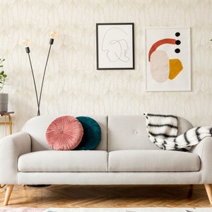 Leaf Wallpaper Line Art Removable Peel and Stick Wallpaper - Etsy