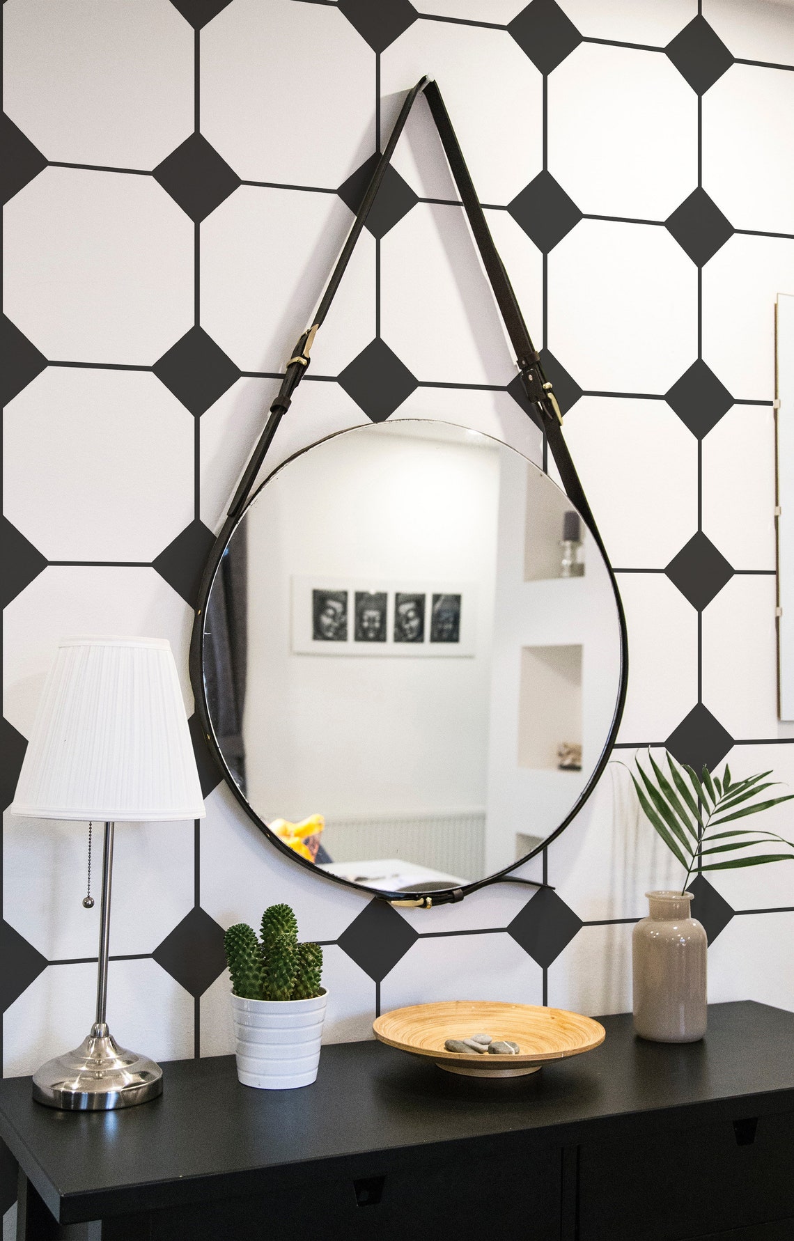 Black and White Tile Wallpaper Removable Peel and Stick - Etsy
