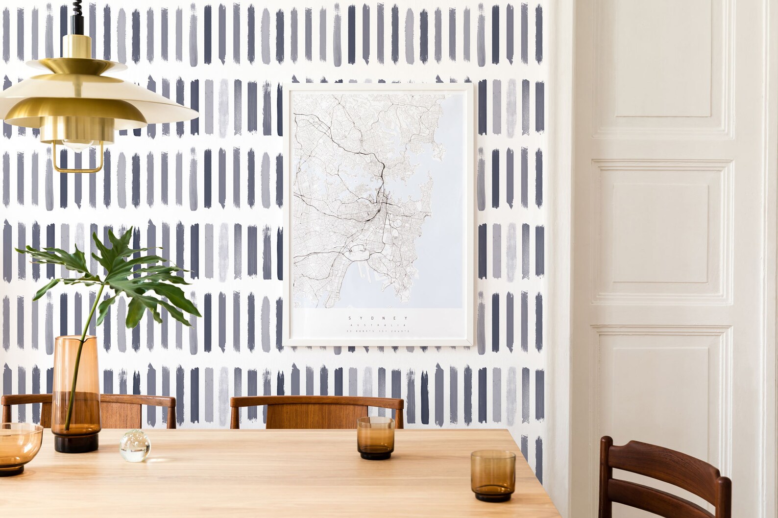 Shades of Navy Blue Self-adhesive Wallpaper Brush Stroke Peel and Stick ...