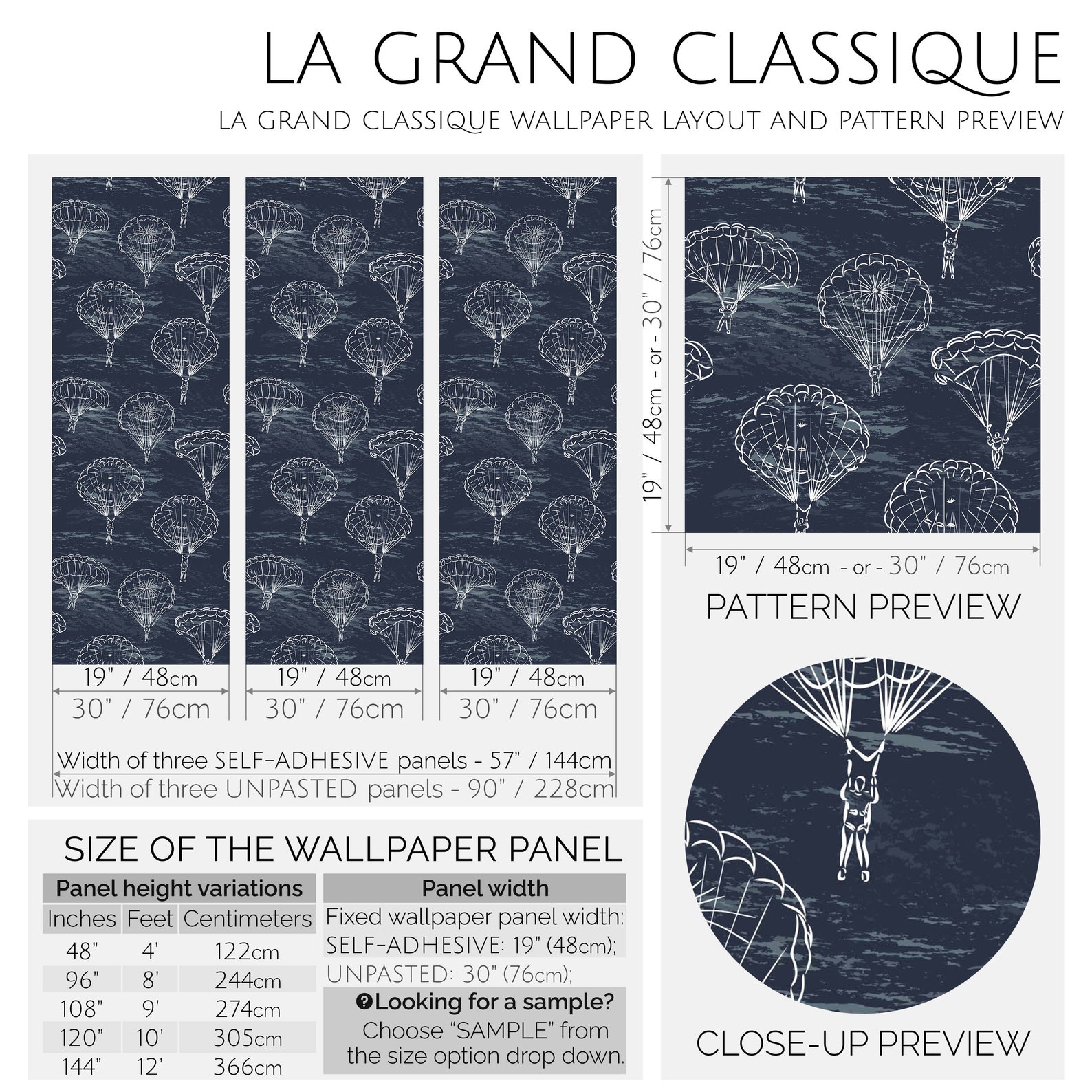 Navy Blue Skydiver Wallpaper Removable Peel and Stick - Etsy