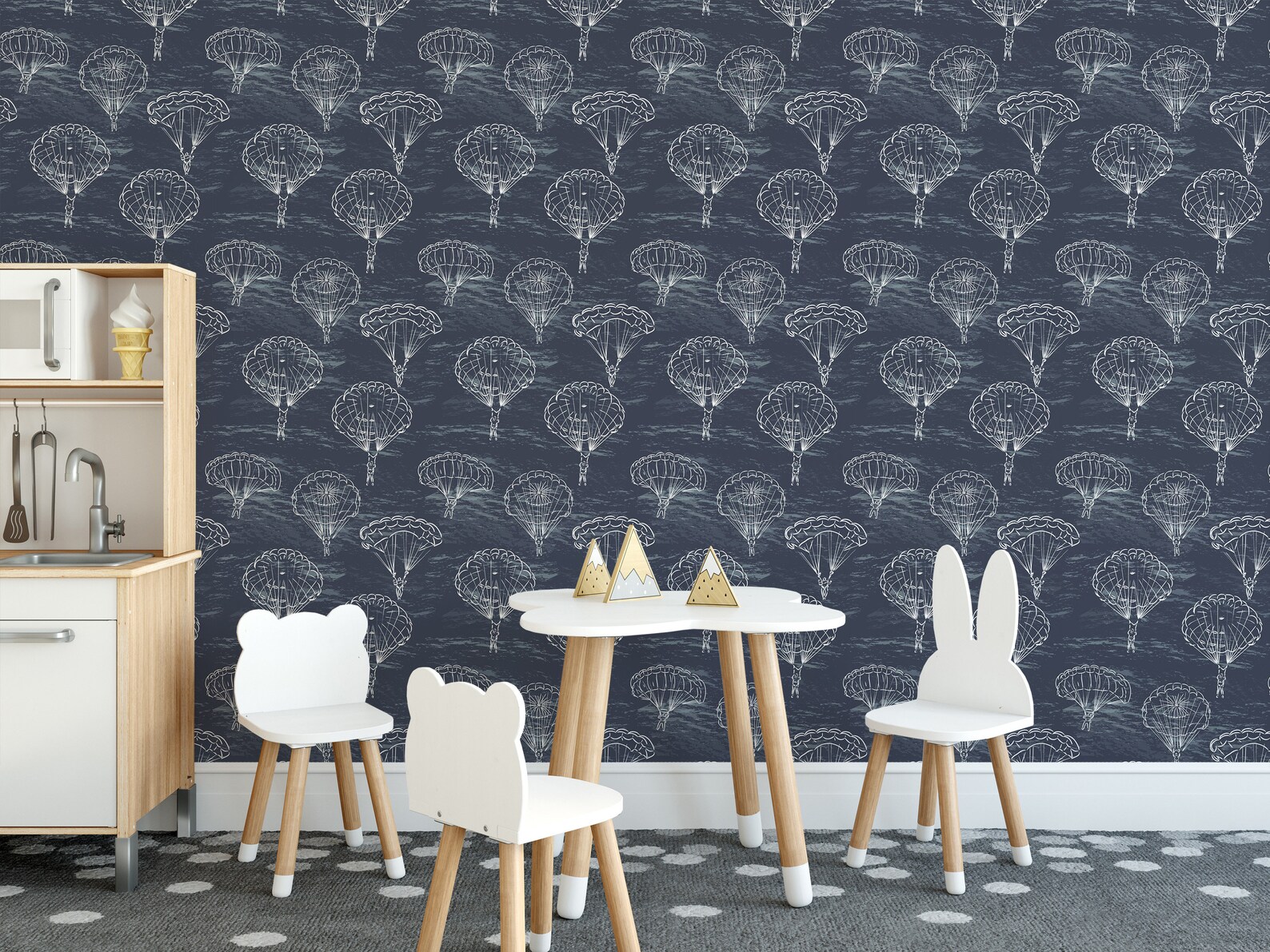 Navy Blue Skydiver Wallpaper Removable Peel and Stick - Etsy