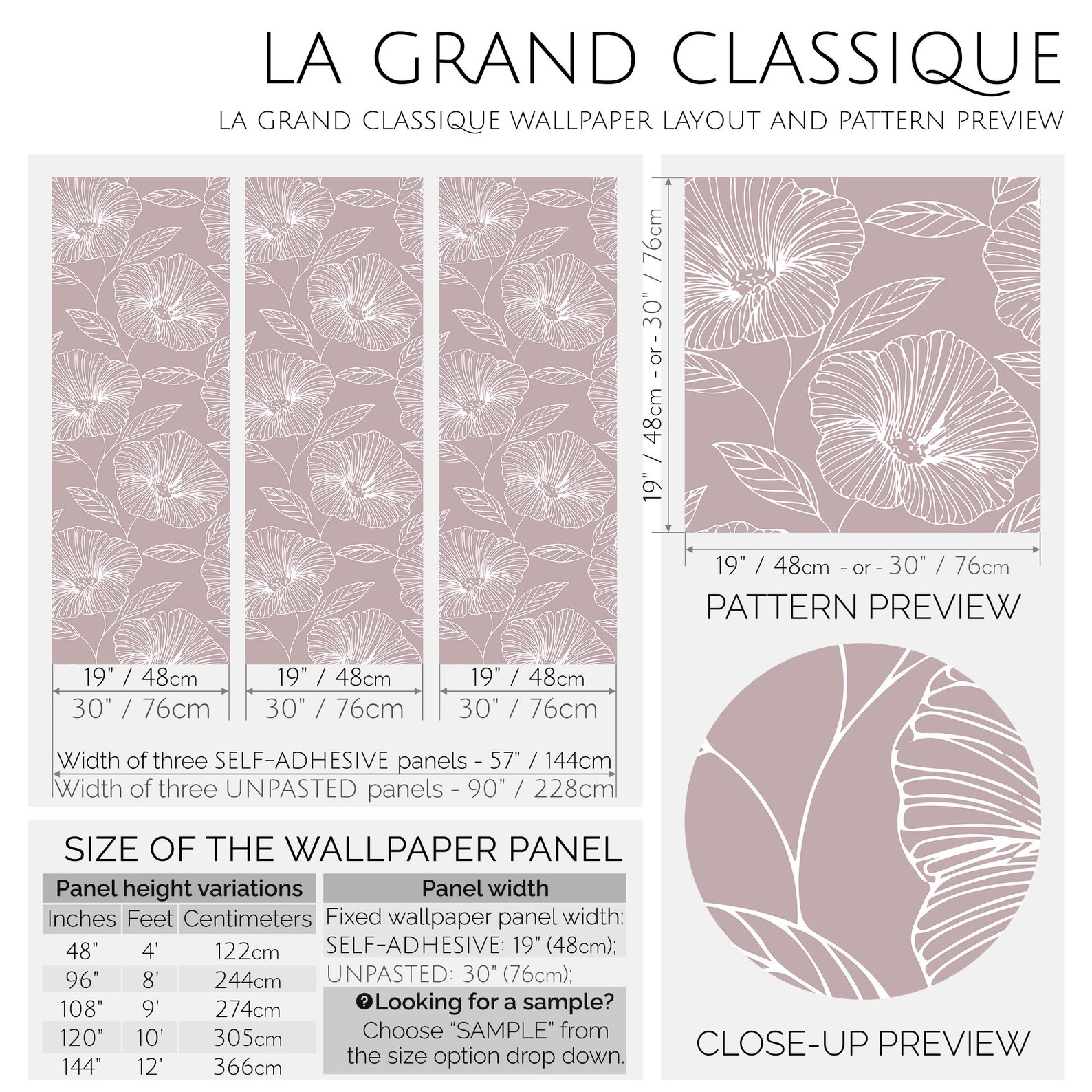 Pink Floral Wallpaper Removable Peel and Stick Wallpaper or Unpasted ...