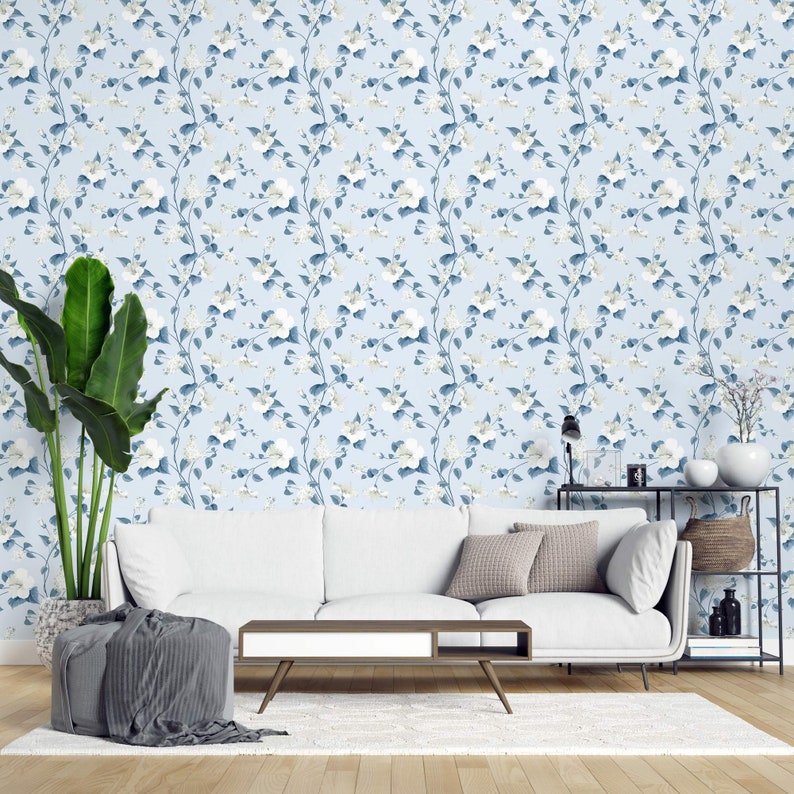 Floral Self-adhesive Wallpaper Plant Removable Peel and - Etsy