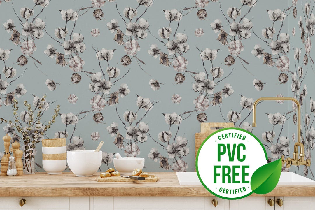 Blue Cotton Tree Wallpaper | Removable Peel and Stick Wallpaper or ...