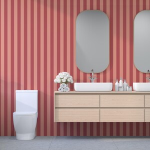 Red Striped Wallpaper | Removable Peel and Stick Wallpaper or Unpasted ...