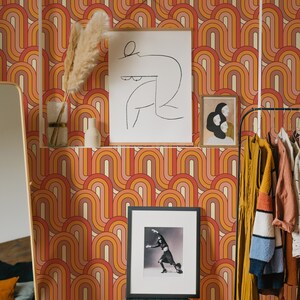 Orange Funky 60s Wallpaper Removable Peel and Stick Wallpaper or ...