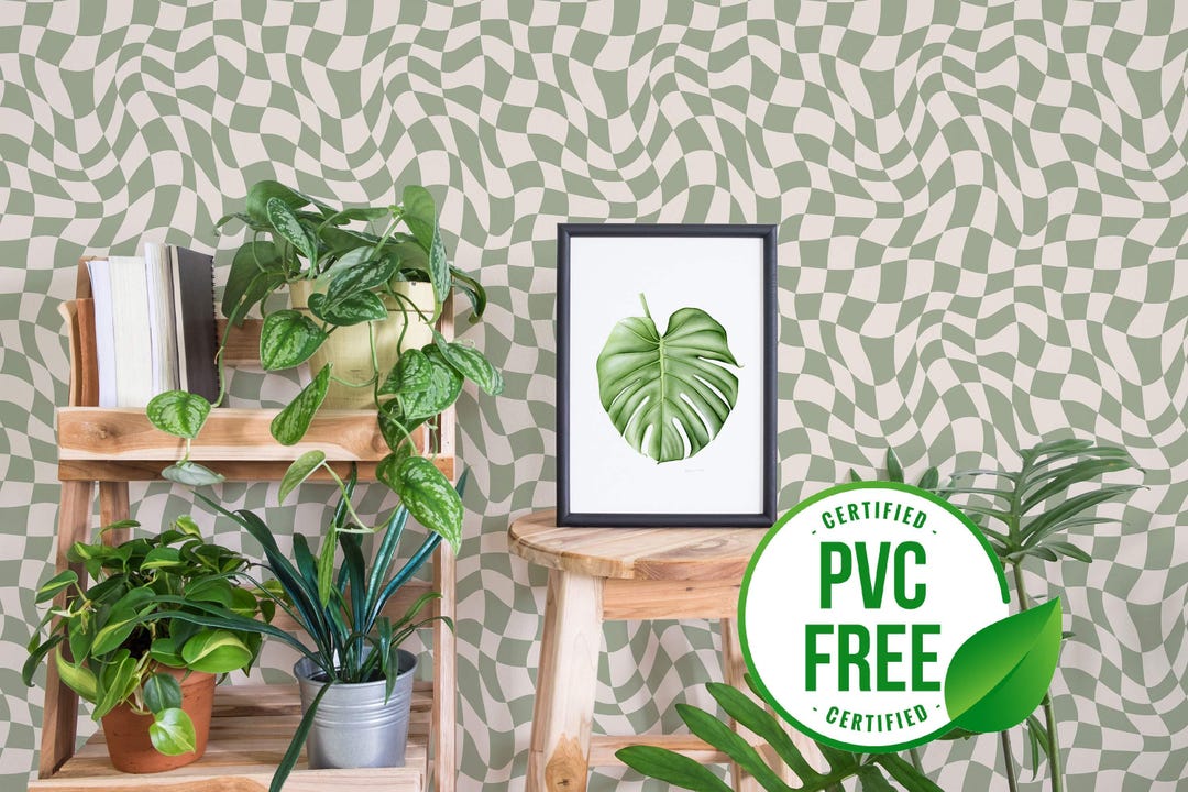 Sage Green Funky Wallpaper | Removable Peel and Stick Wallpaper or ...