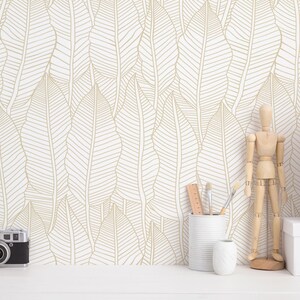 Leaf Wallpaper Line Art Removable Peel and Stick Wallpaper - Etsy
