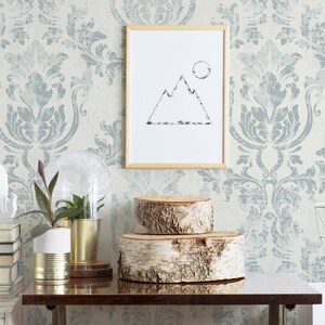 Pastel Blue Damask Wallpaper Removable Peel and Stick - Etsy