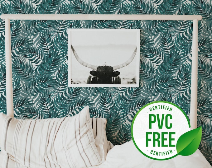 Green Leaf Peel and Stick Wallpaper / Scandinavian Removable Wallpaper ...