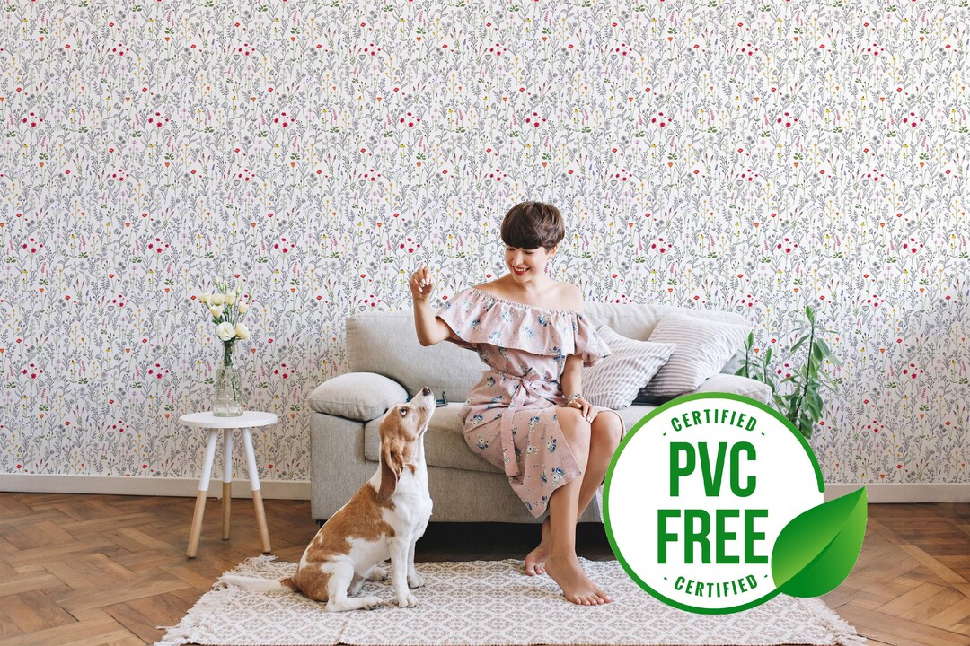Red Delicate Floral Wallpaper | Removable Peel and Stick Wallpaper or ...